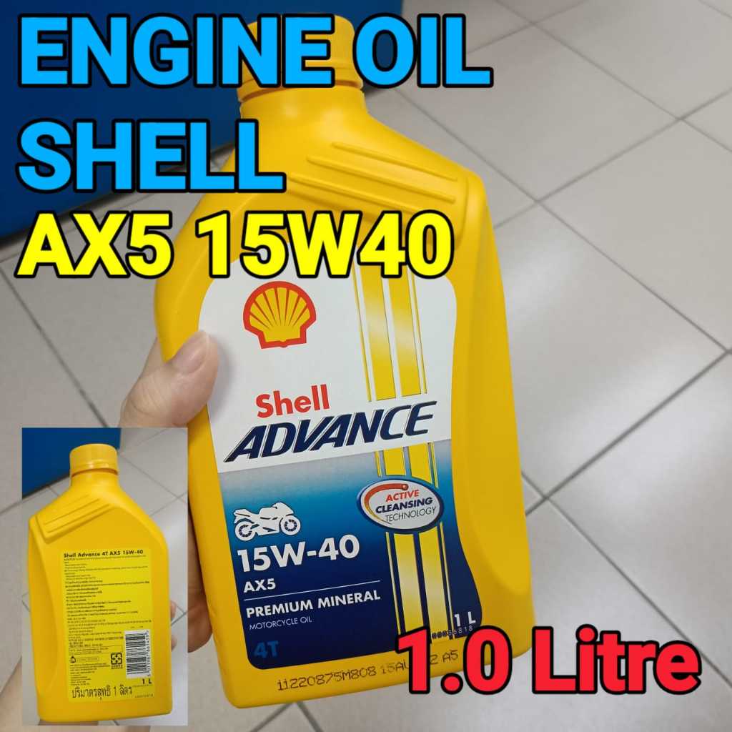READY STOCK!! SHELL ADVANCE 4T AX5 AX7 15W40 ENGINE OIL MINYAK HITAM 1.0LITRE 1CTN=24 BOTTOL ...
