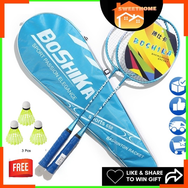 ( FREE SHUTTLE COCK 3pcs ) 2 PCS Badminton Racket FS166 For Student ...