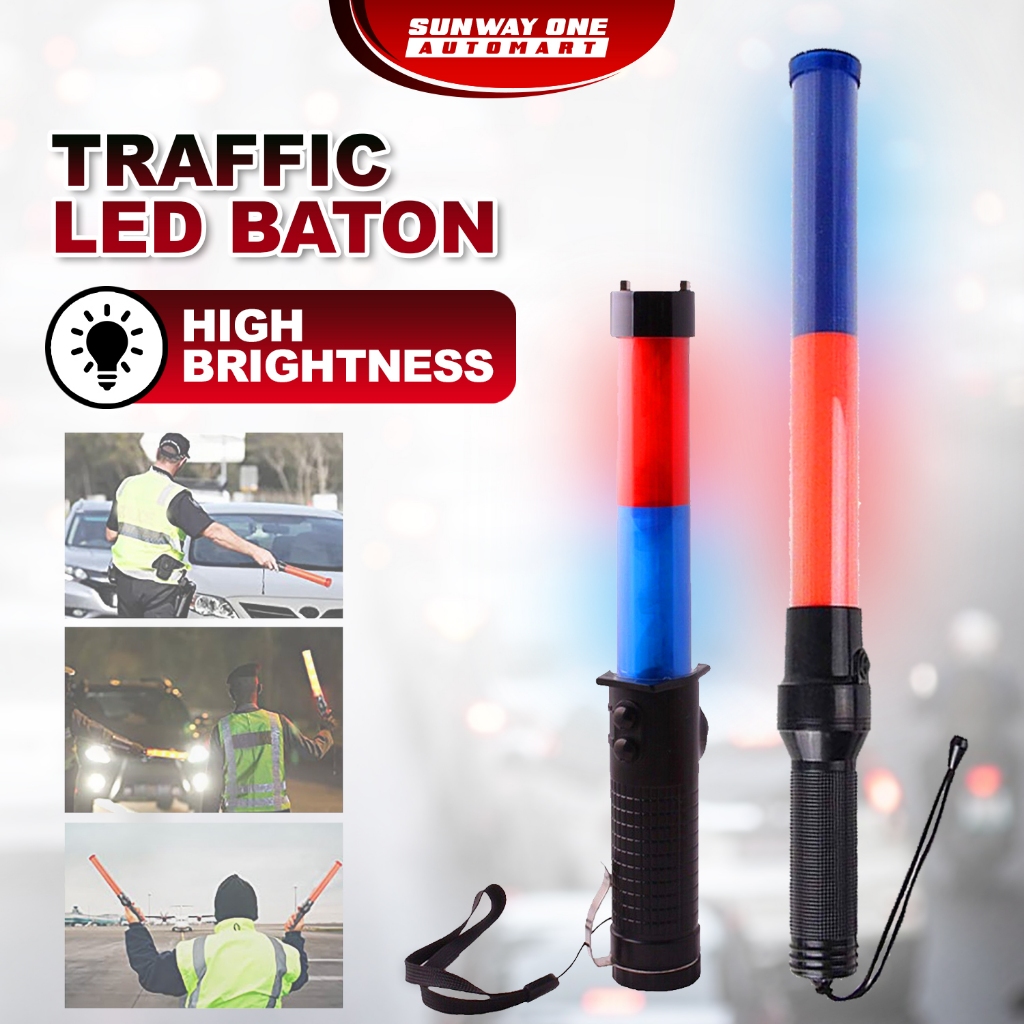Traffic LED Baton Light Rechargeable Flashing Emergency Rescue f ...