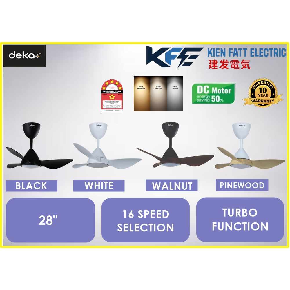 DEKA+ DC Motor Ceiling Fan 28" With Led Light CROX 28LED (Black/ White ...