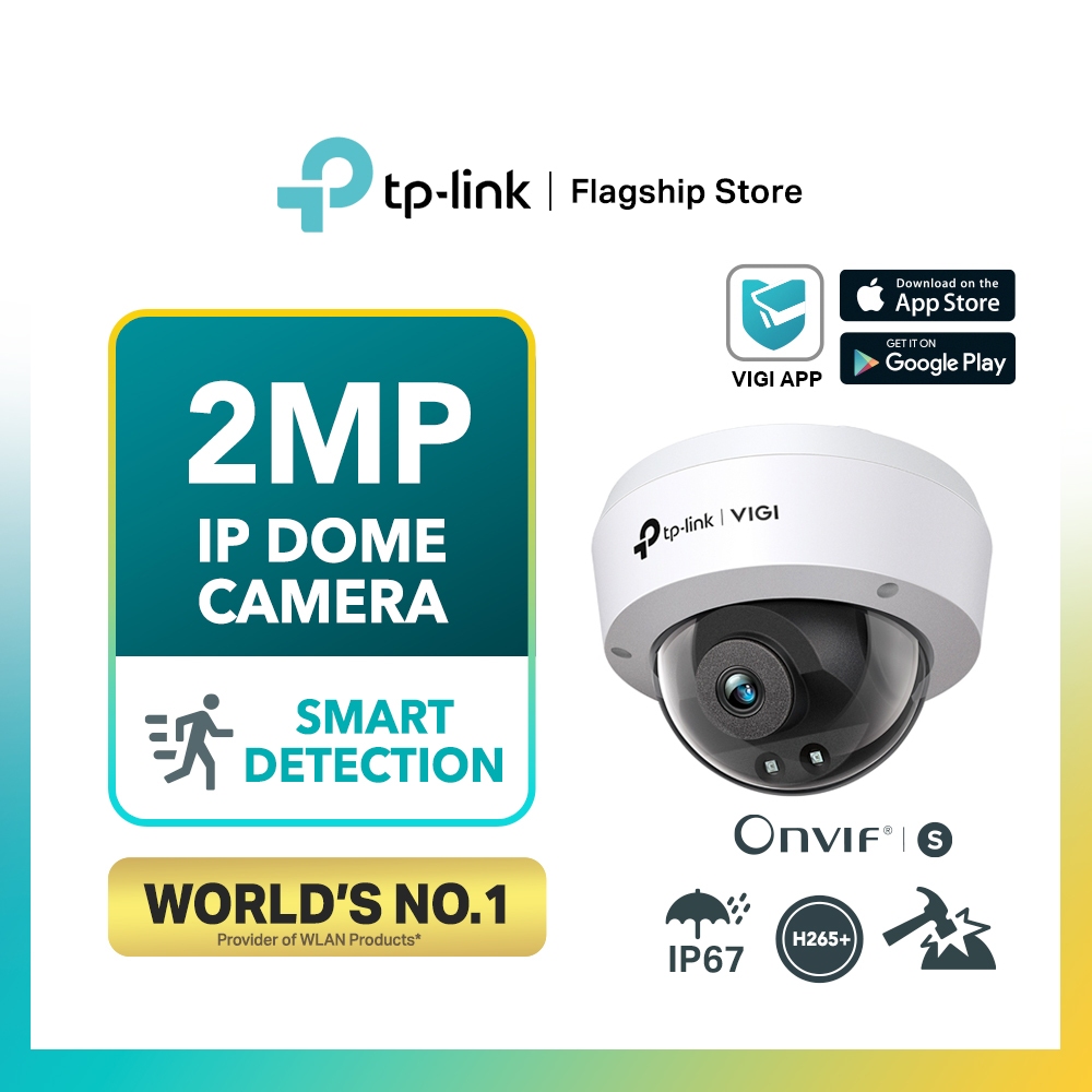 TP-Link 2MP CCTV VIGI C220I Full-HD Outdoor / Indoor IR Dome Wired IK10 Vandal-Proof IP67 ...