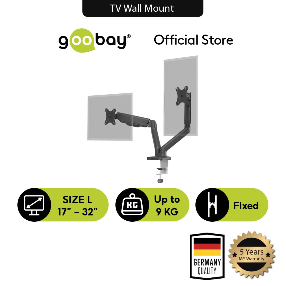 Goobay Single/Dual Monitor Mount With Gas Spring - Black (17-32 ...
