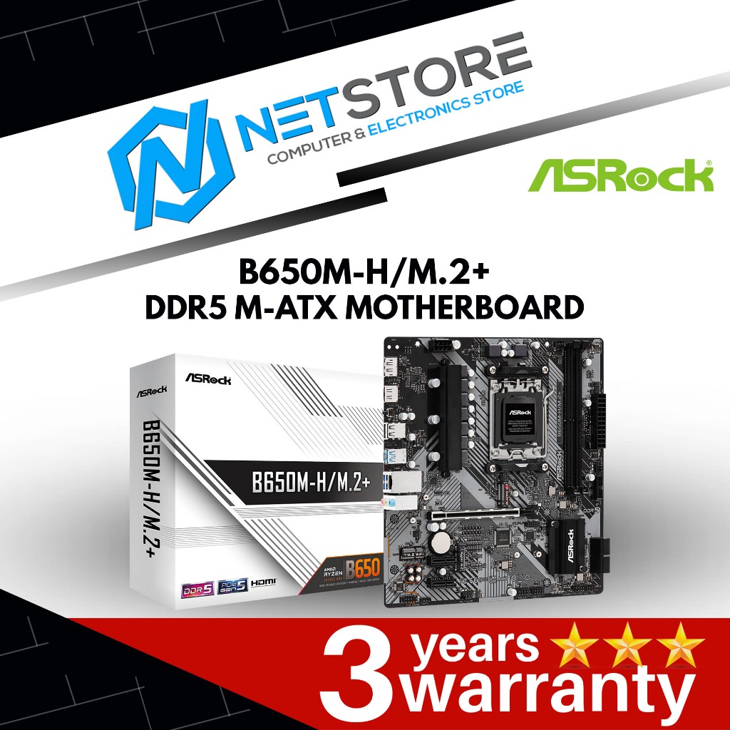 ASROCK B650M-H/M.2+ DDR5 M-ATX MOTHERBOARD - 90-MXBMS0-A0UAYZ | Shopee Malaysia