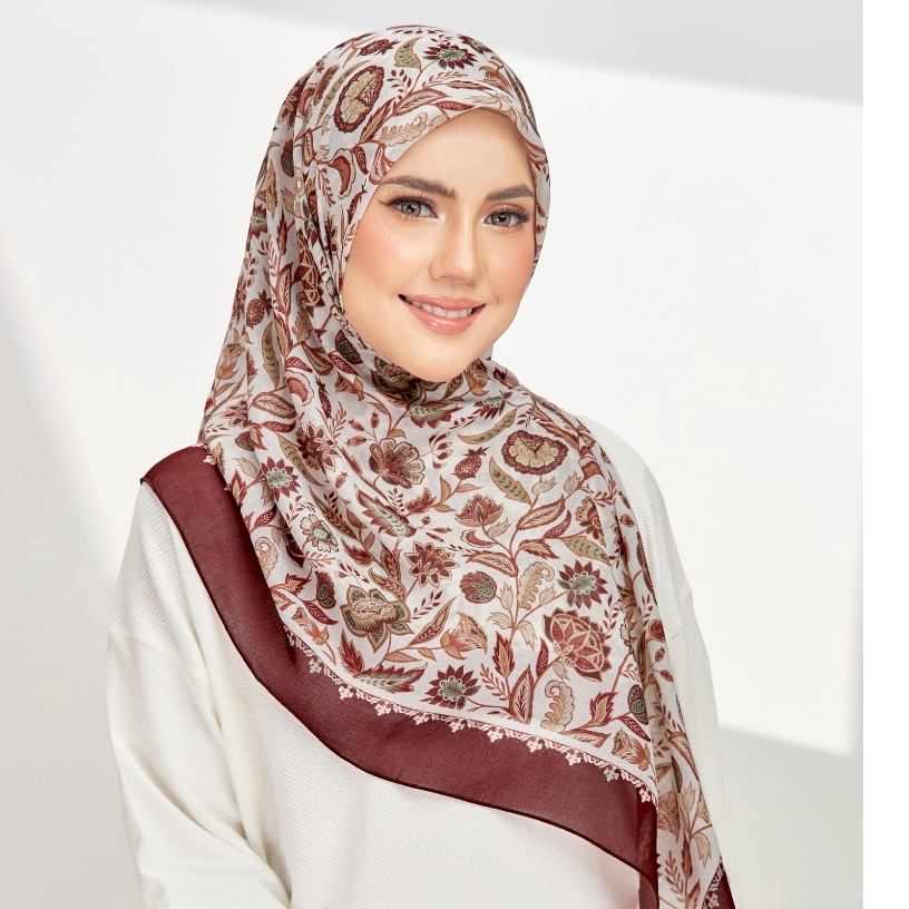 Tudung Ruffle MALIKA Raya 2024 printed code ZULAIKHA | Shopee Malaysia