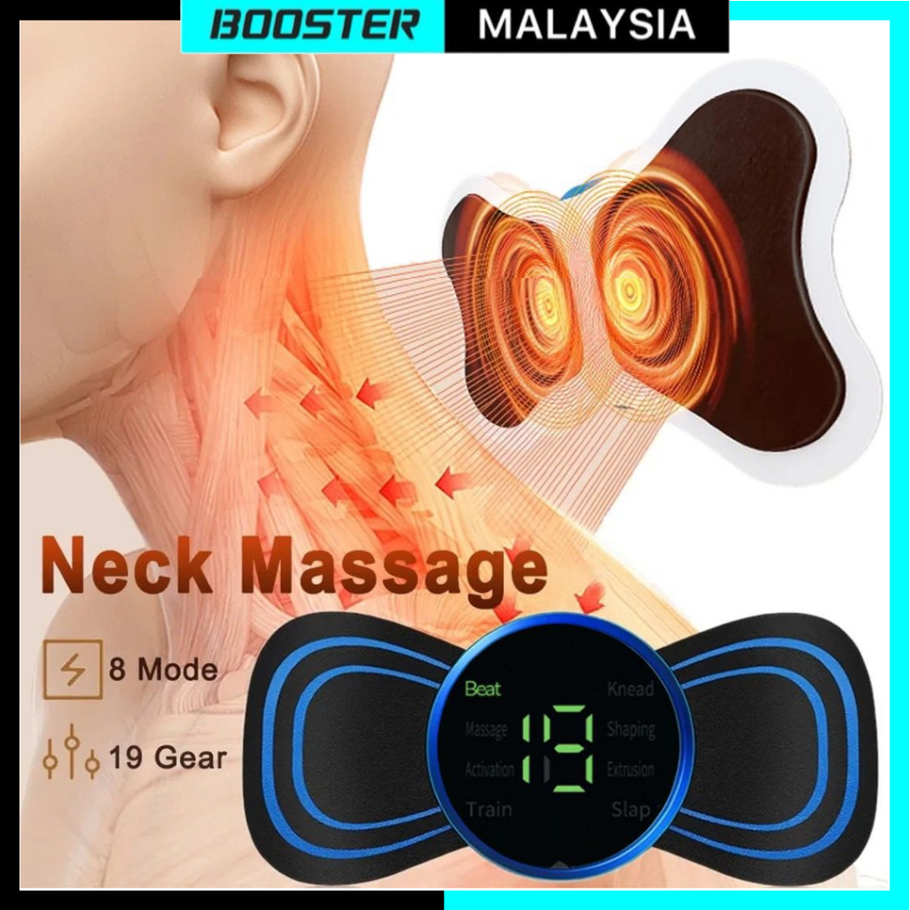 【EMS Neck Massage】Cervical Massage Stickers USB Rechargeable Stimulator ...