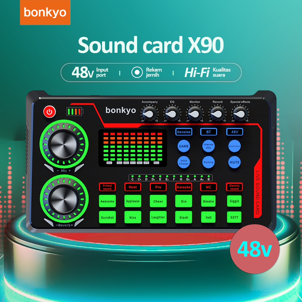 [Local Stock] Brand New X90 Sound Card 48v Live Sound Card Stereo Audio ...
