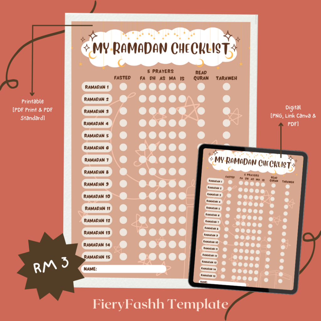 2024 Ramadan Checklist Printable & Digital Pink Version - FieryFashh ...