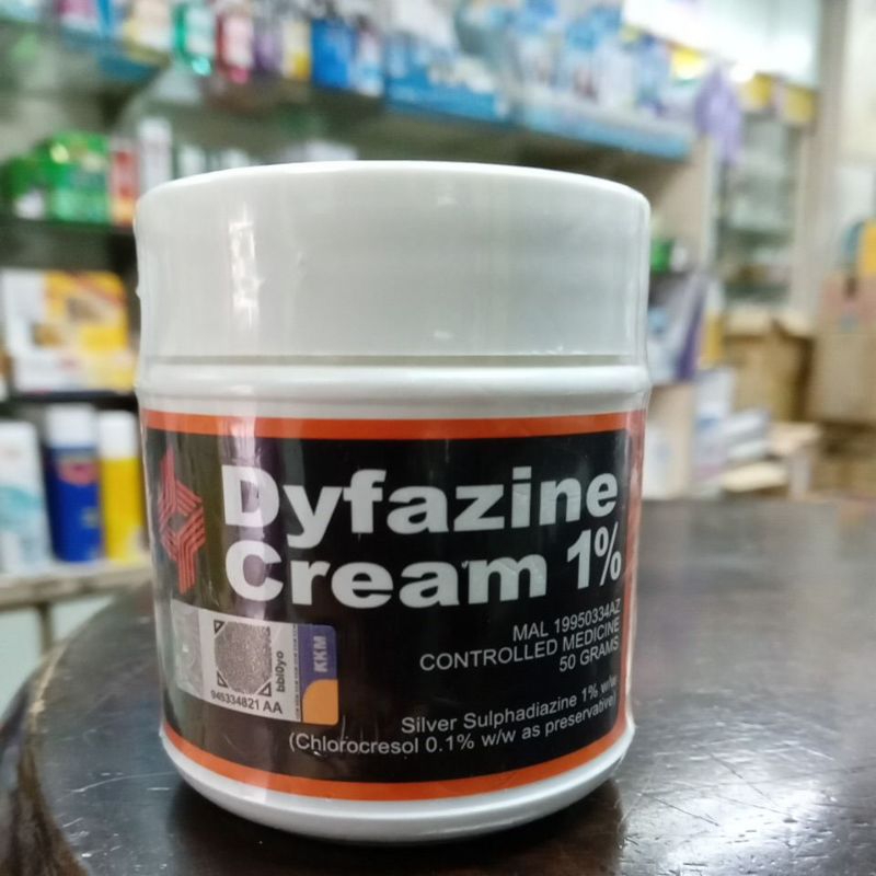 DYFAZINE CREAM 1% 50GRAMS / SILVER SULPHADIAZINE 1% (SSD) (EXP :JUN ...