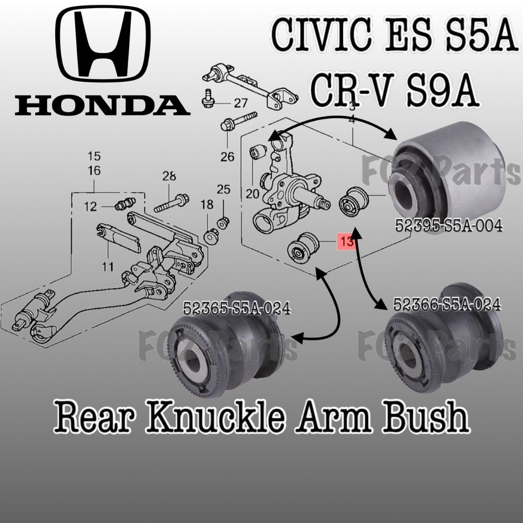 1set 6pcs Honda Civic ES S5A CR-V S9A RD5 Rear Knuckle Arm Bush Set ...