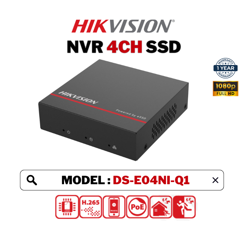 HIKVISION CCTV NVR 4CH Digital Video Decorder eSSD 1TB 2 WEEKS Turbo HD ...