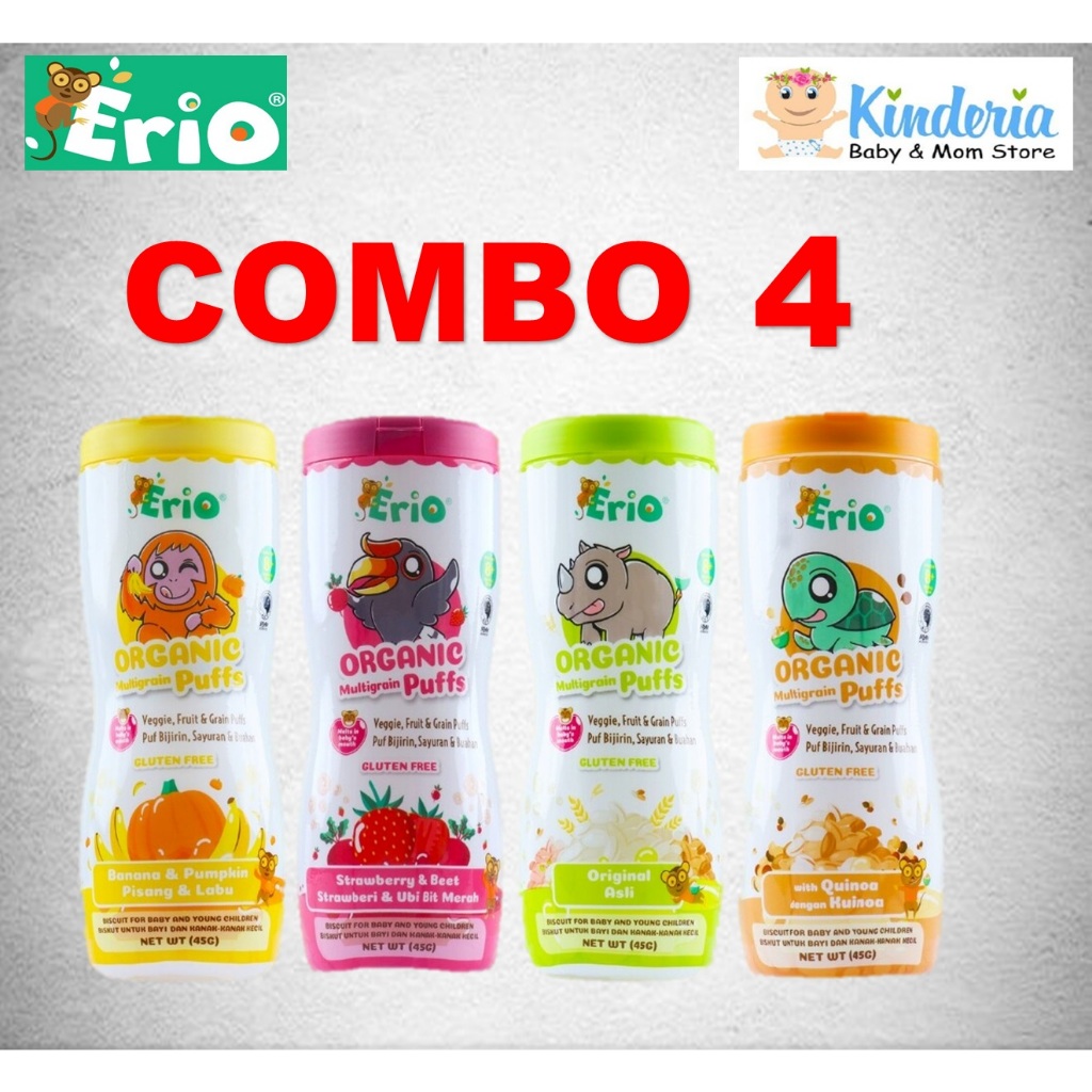 Combo 4 ERIO Organic Multigrain Puff 45g | Shopee Malaysia