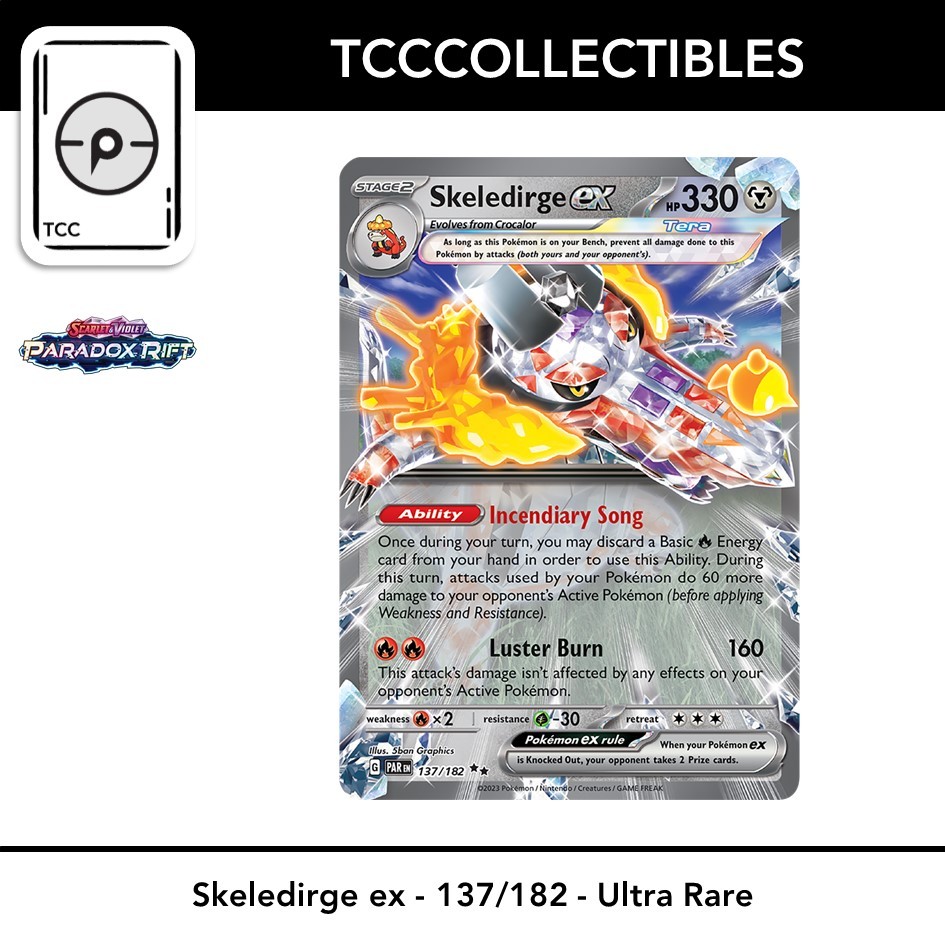 [100% Genuine] Pokemon PTCG Scarlet & Violet Paradox Rift: Skeledirge ex - 137/182 - Ultra Rare ...