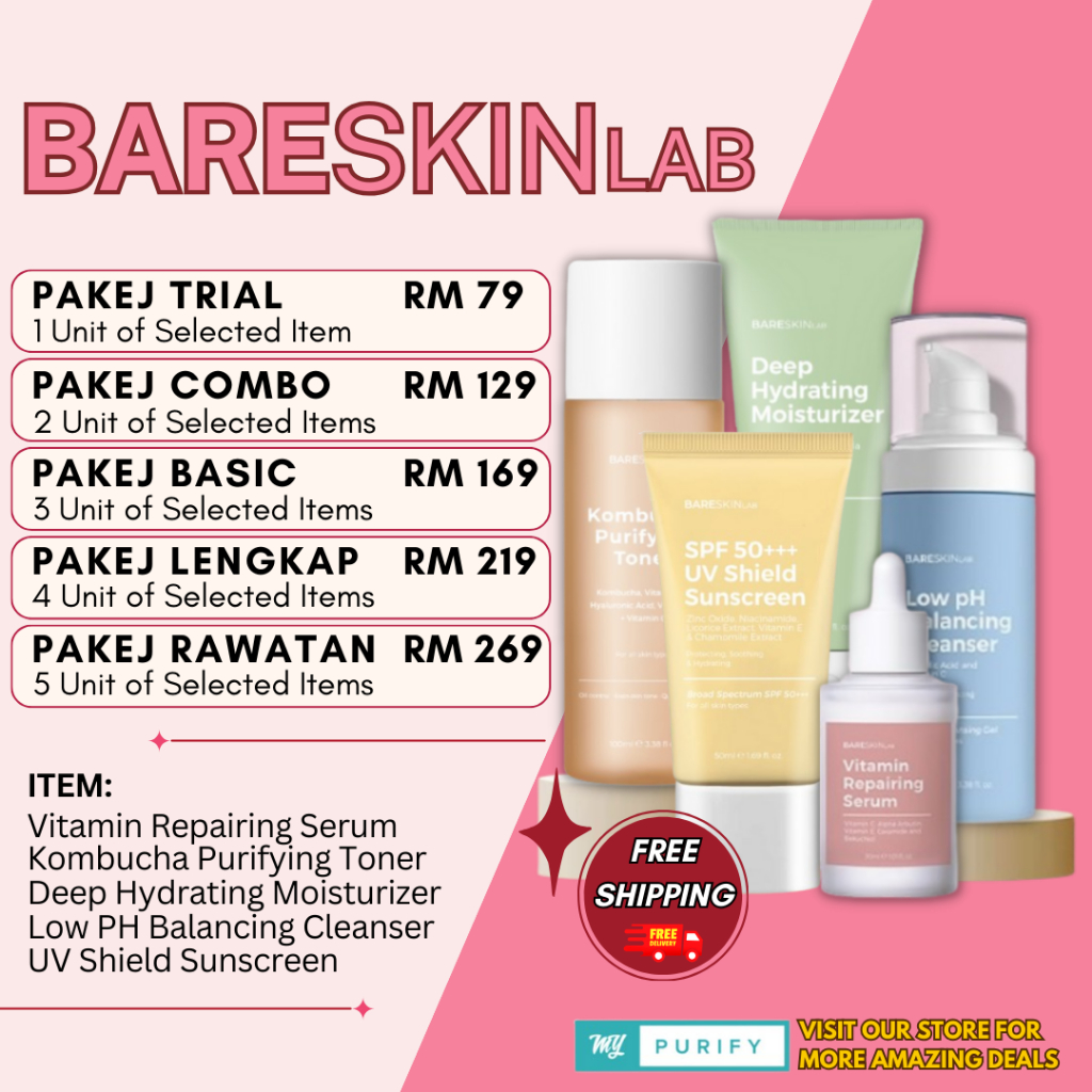 BARESKINLAB Cleanser Toner Serum Moisturizer [ORIGINAL HQ] | Shopee ...