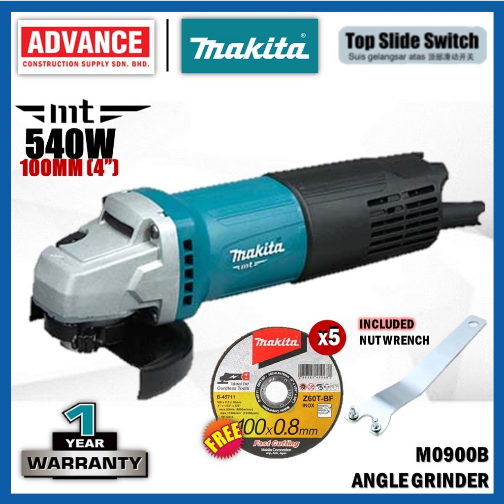 MAKITA MT SERIES M0900 / M0900B Angle Grinder 540W 100MM (4") ( TOP ...