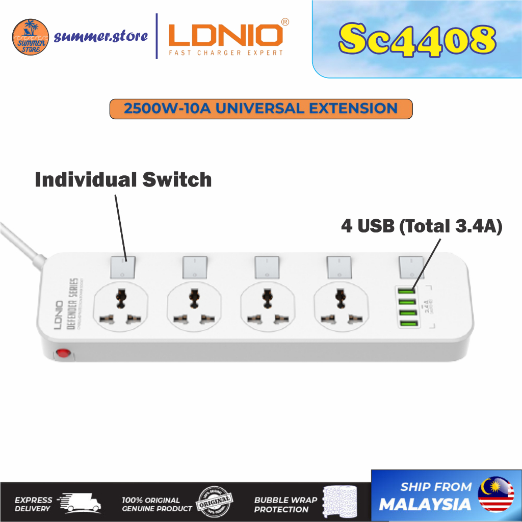 Ldnio SC4408 Electrical Socket Power Strip Smart Extension ...