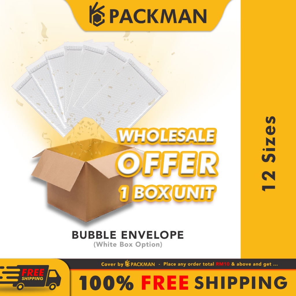 PACKMAN BOX Bubble Envelope 12sizes Bubble Mailer Padded Envelope With ...