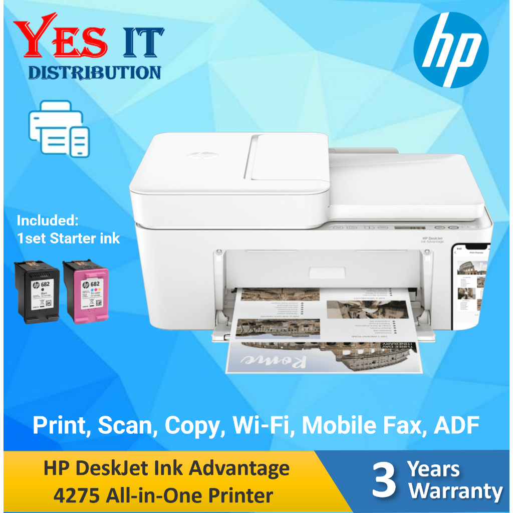 HP DeskJet Ink Advantage 4175 / 4275 All-in-One Printer ( Print, Scan, Copy, Mobile Fax, ADF ...