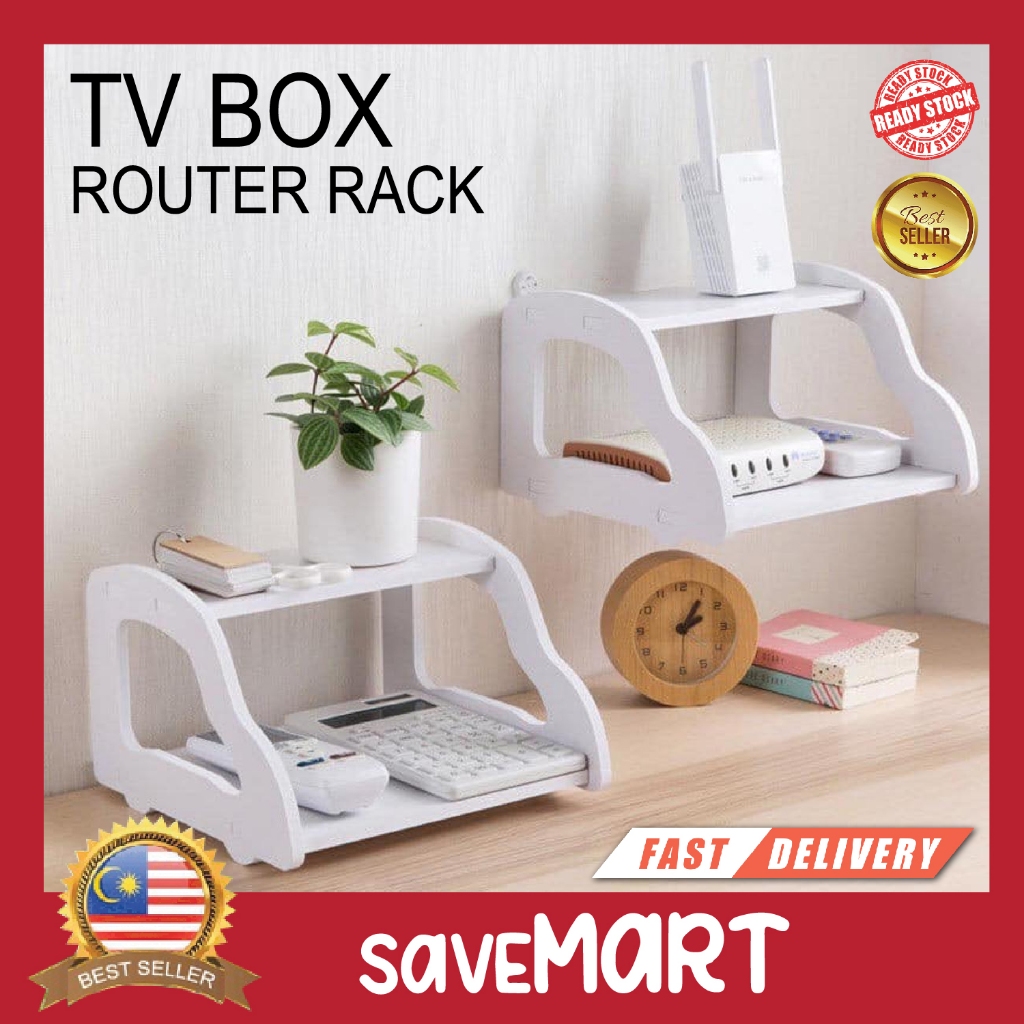 Floating Wall Mount TV Box Router Rack Top Storage WiFi Modem Shelf Box ...