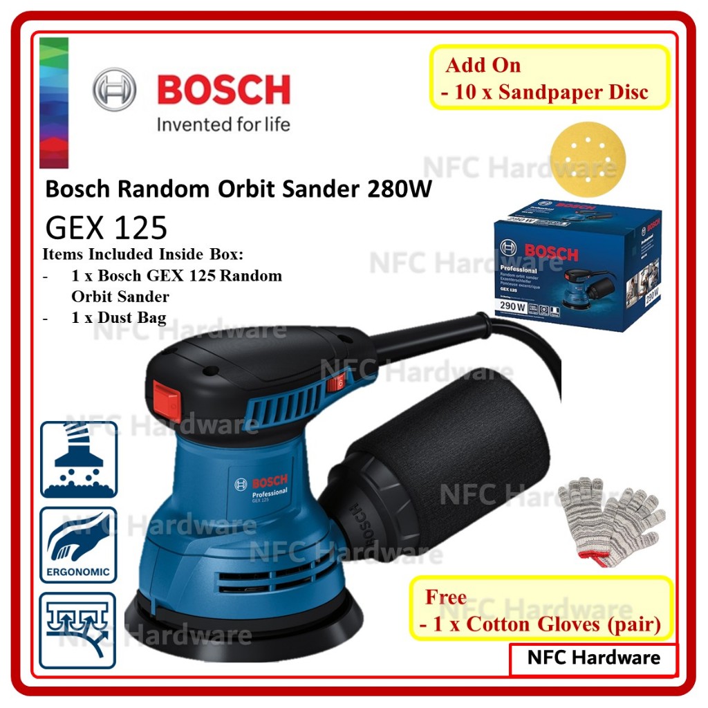 Bosch GEX 125 Random Orbit Sander 280W | Shopee Malaysia