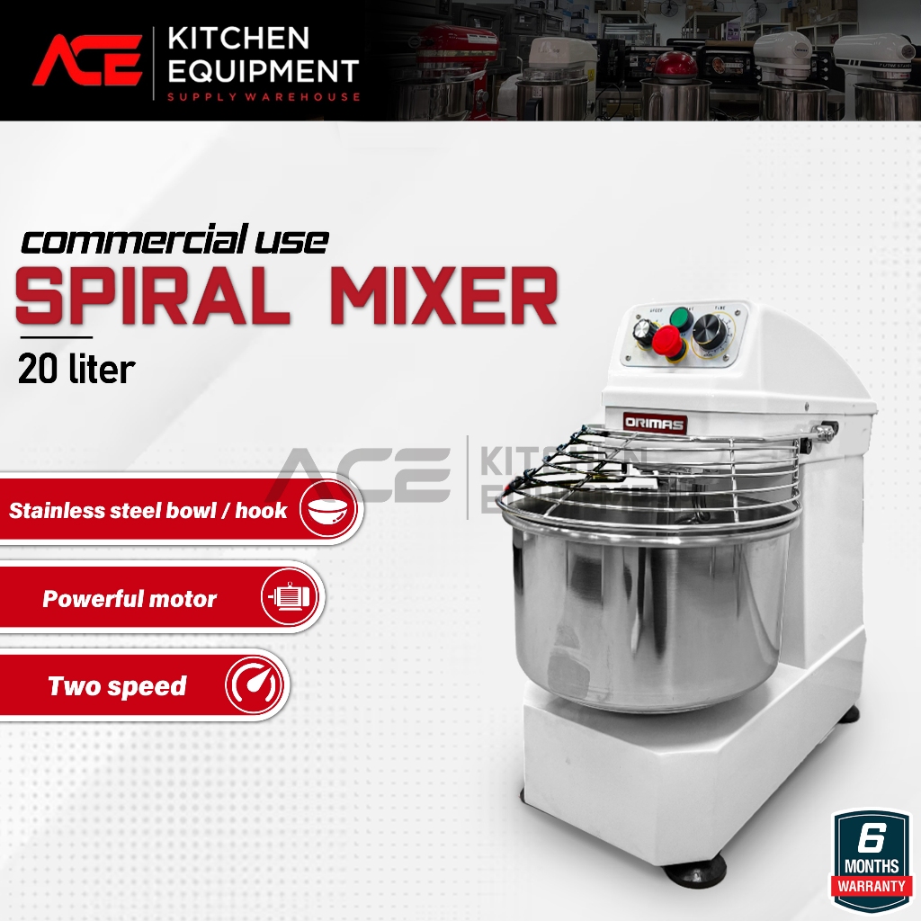 ORIMAS Spiral Mixer 0.75KW 20Litre HS20MT - Heavy Duty - 6 Months Local ...