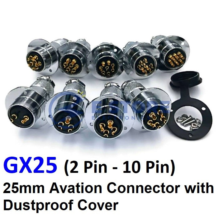GX25 Aviation Inline Plug Male & Female Metal Connector with Dustproof Cover 25mm 2/3/4/5/6/7/8 ...