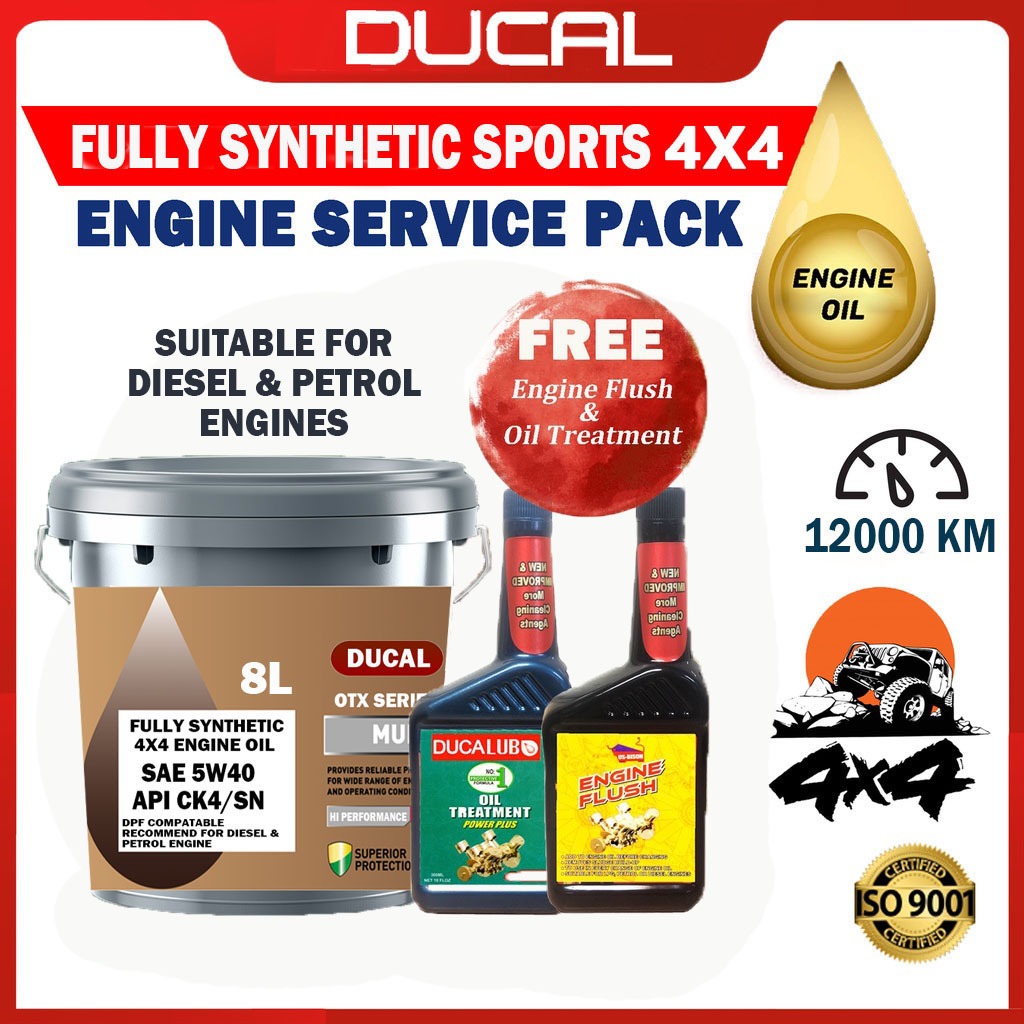 DUCAL FULLY SYNTHETIC DIESEL 4X4 ENGINE OIL 5W40 8L CK4/SN API CK4/SN ...