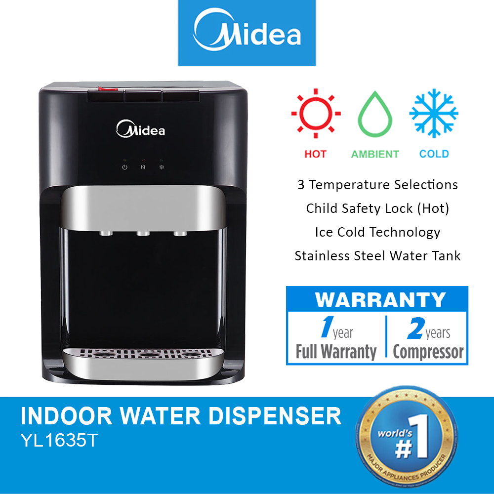 MIDEA WATER DISPENSER TABLE TOP - BLACK - YL1635T (1 + 2 YEARS WARRANTY ...