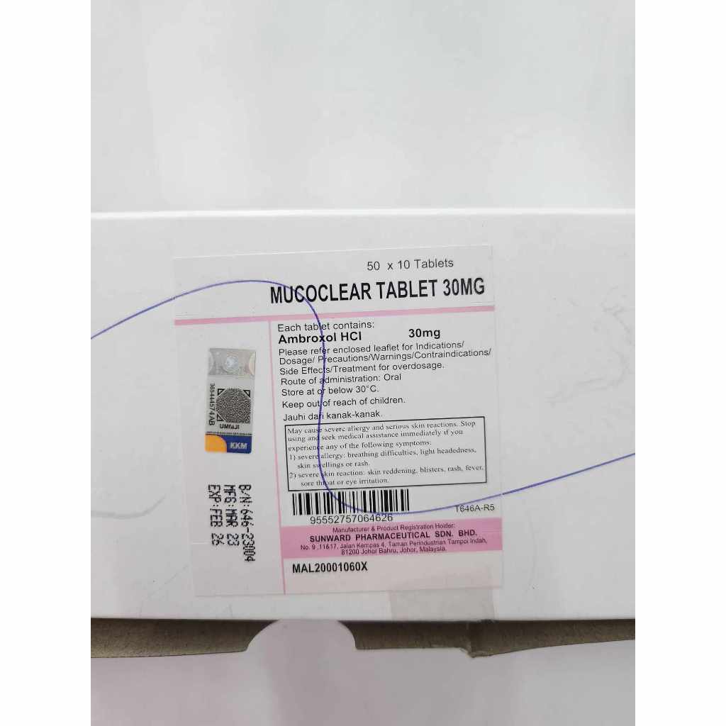Sunward Mucoclear (Ambroxol 30mg) 50STP/BOX | Shopee Malaysia