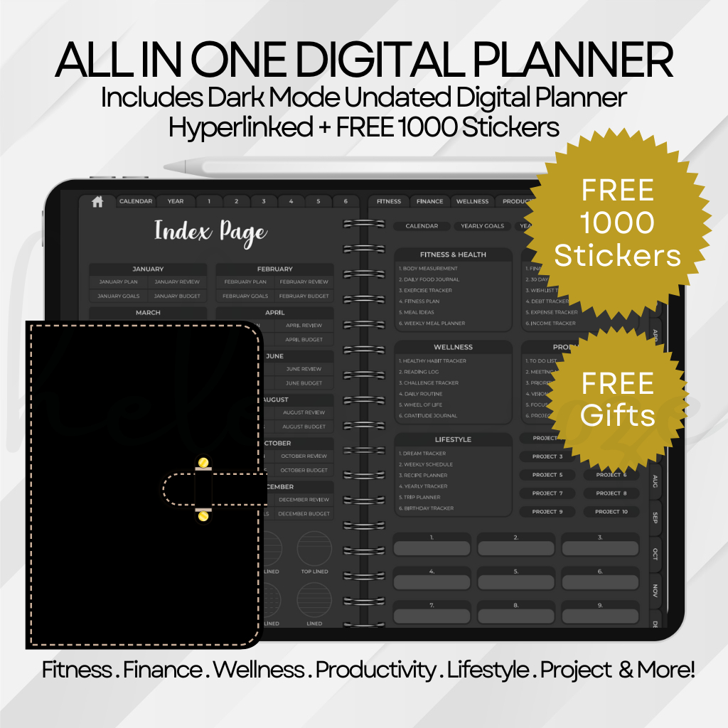 All In One Undated Digital Planner, Digital Planner For IPad, Digital ...