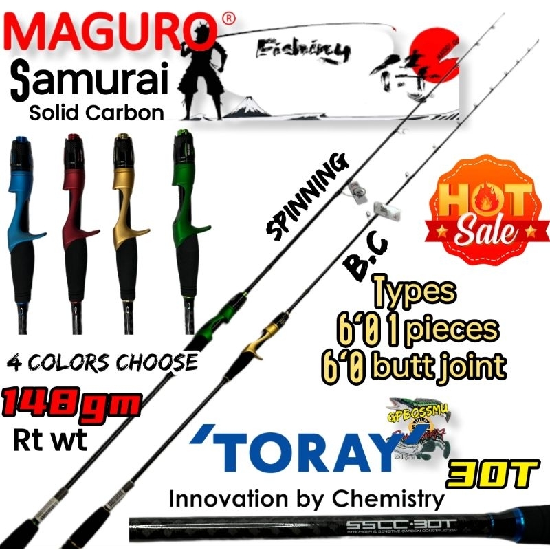 MAGURO SAMURAI ROD SPINNING SOLID CARBON 30T TORAY' | Shopee Malaysia