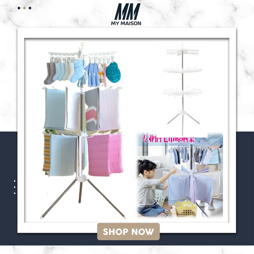 𝐌𝐘 𝐌𝐀𝐈𝐒𝐎𝐍 Rak Pakaian 3 Tingkat Rak Pengeringan Pakaian Boleh Dilipat ...