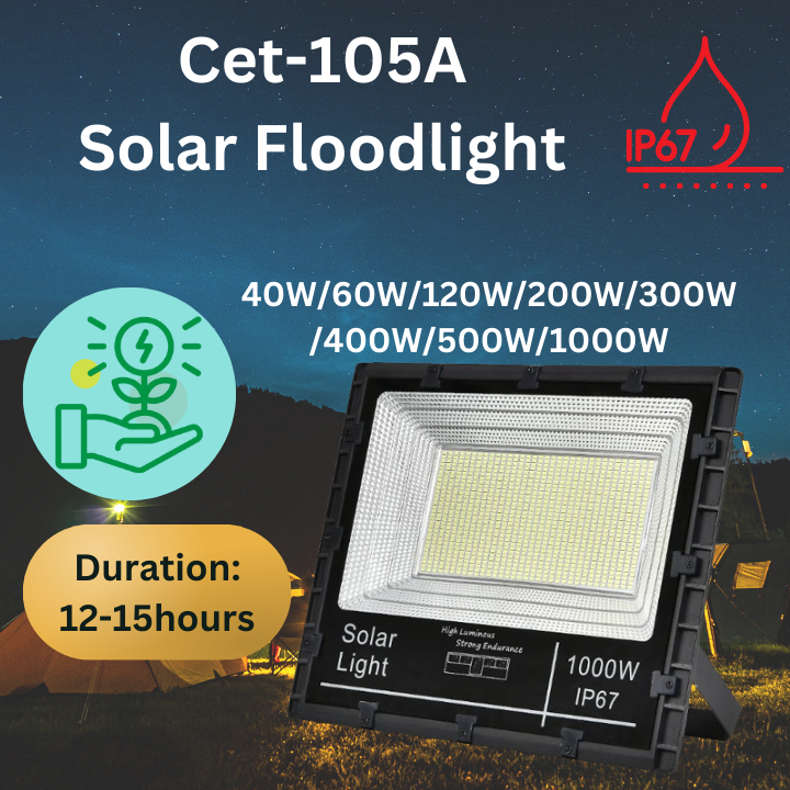 SHCET 40W 60 120W 200W 300W 400W 500W 1000W Solar Flood Light Spotlight ...