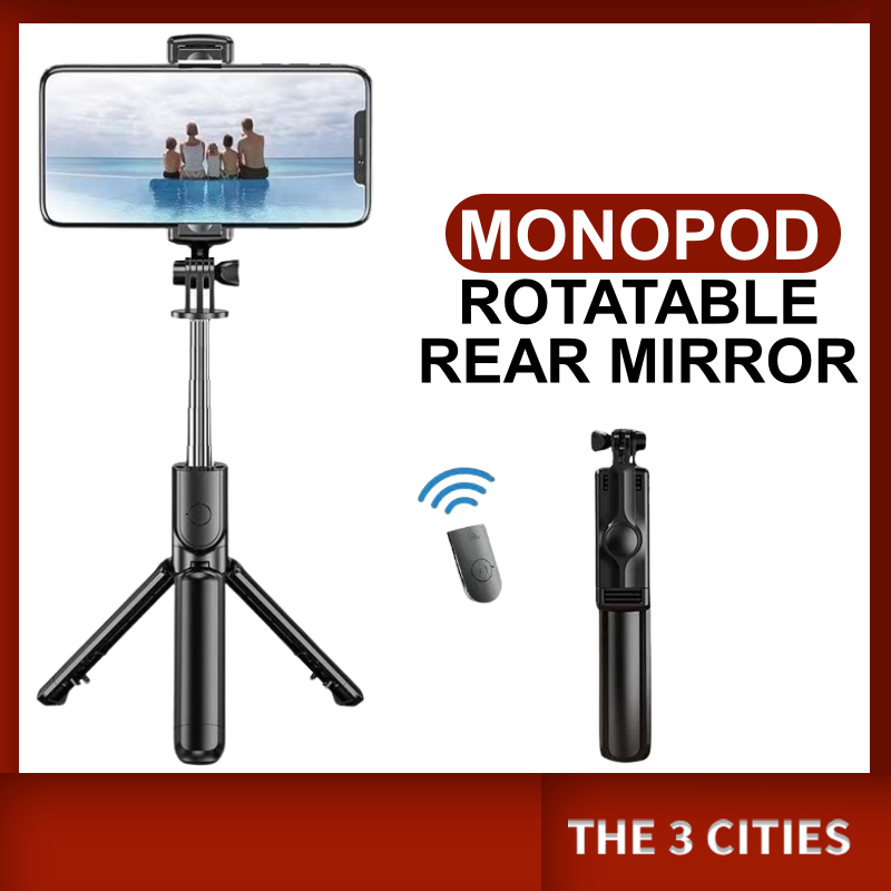 S03S / XT09S Bluetooth Selfie Stick Integrated LED Light Monopod Rear ...