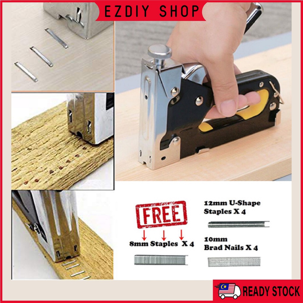 3 Ways Stapler Staple Tool Heavy Duty Chrome U-Shape Nails Stapler ...