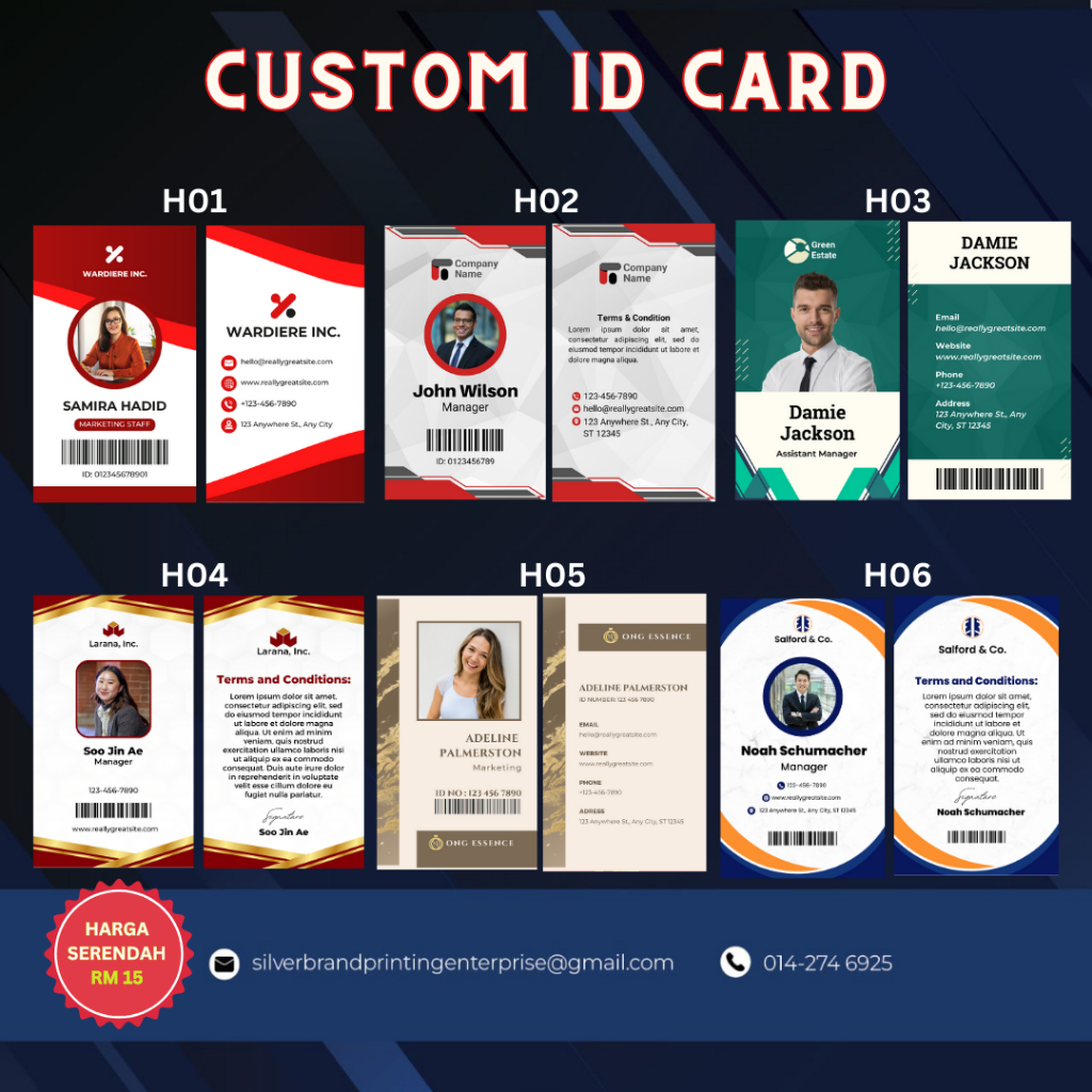 CUSTOM EMPLOYEE ID CARD / MEMBERSHIP VIP ID CARD PVC CARD FULL PRINTING ...
