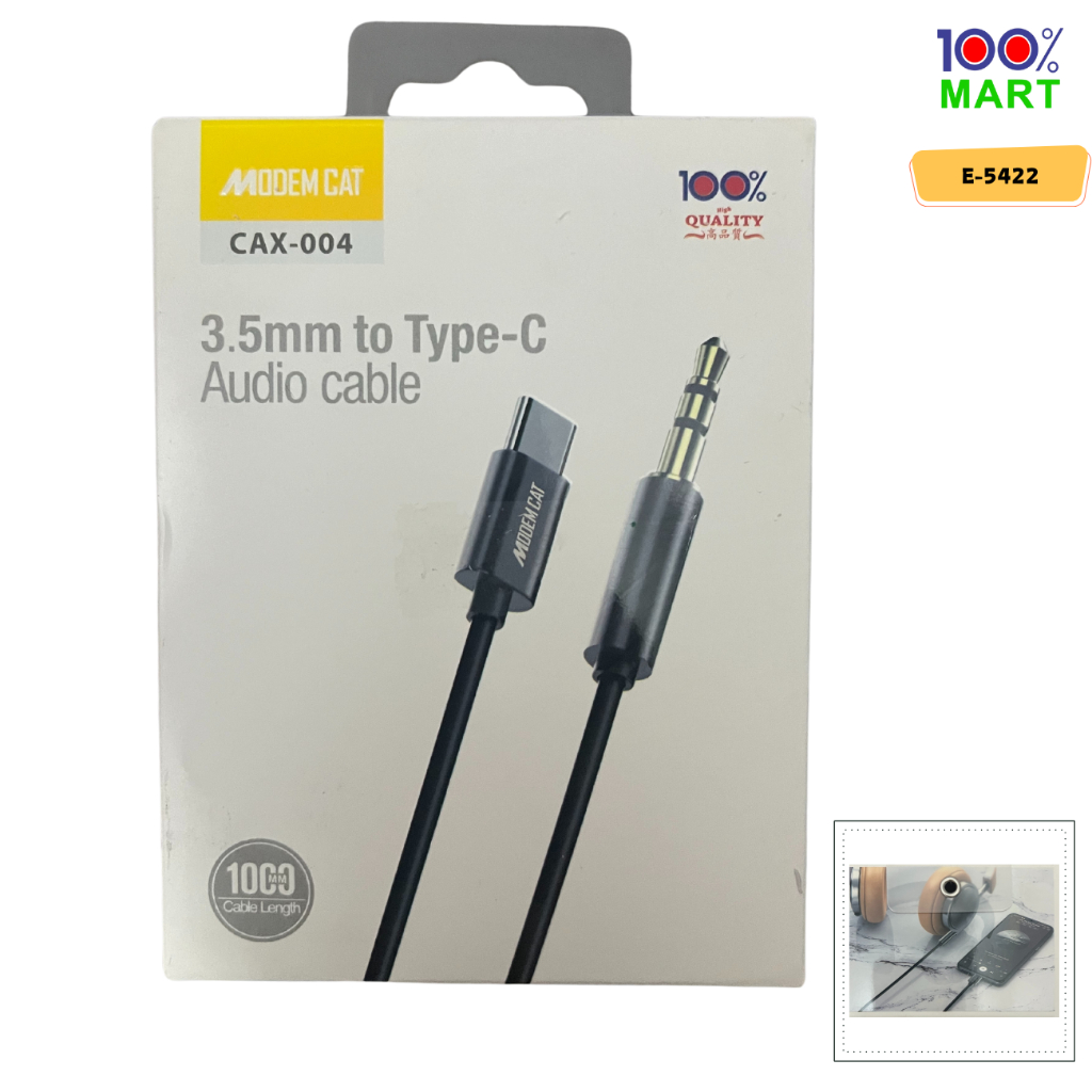 [100% Mart X Modem Cat] Type-C To Aux 3.5mm Cable 1Meter E-5422 ...