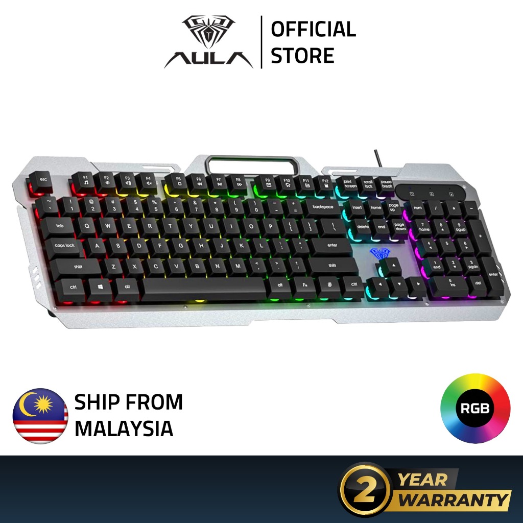 AULA F2023 RGB Gaming Keyboard Wired Membrane Switch Mechanical Feeling ...