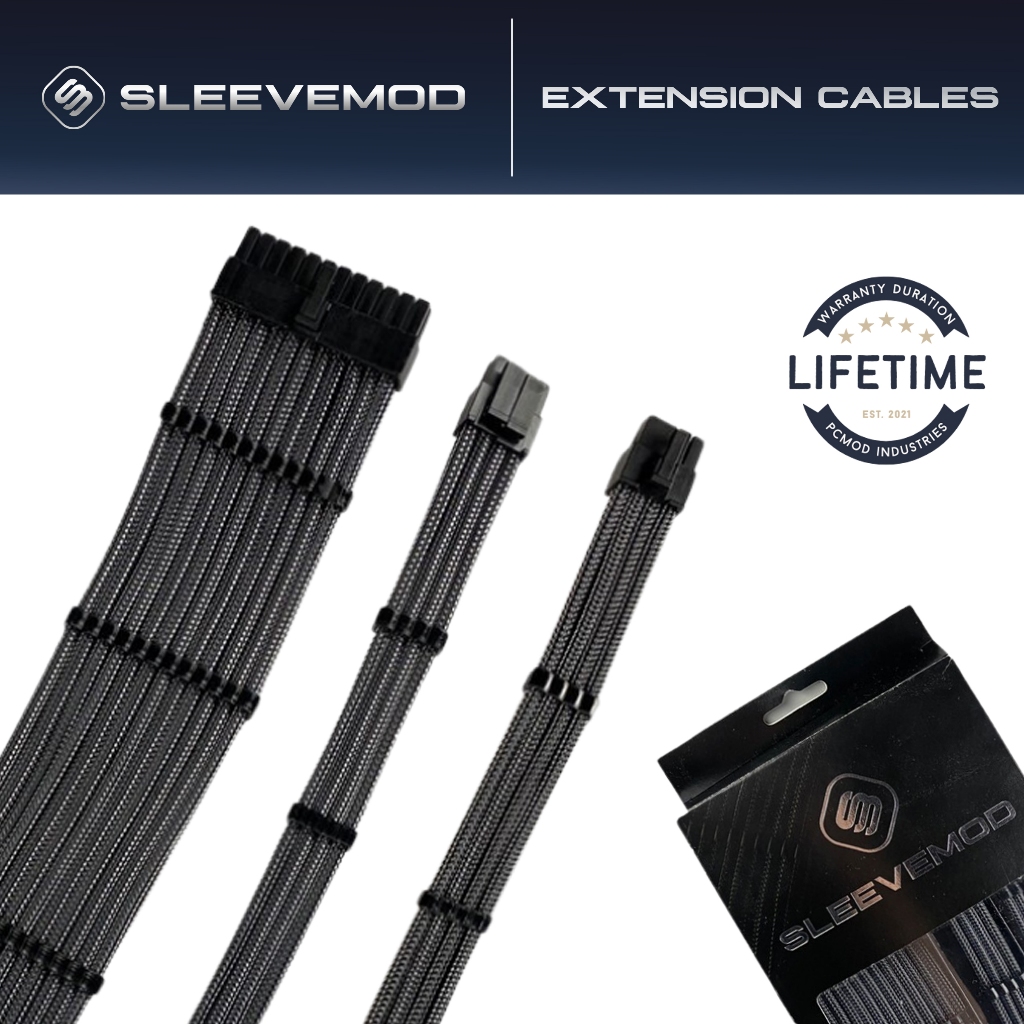 SLEEVEMOD Carbon Black Sleeved Extension Cable Kit | Shopee Malaysia