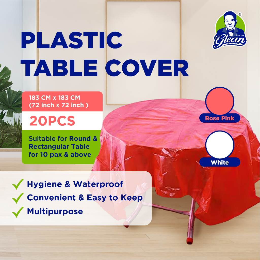 GLEAN Disposable Plastic Table Cover 183CM x 183CM For Restaurant ...