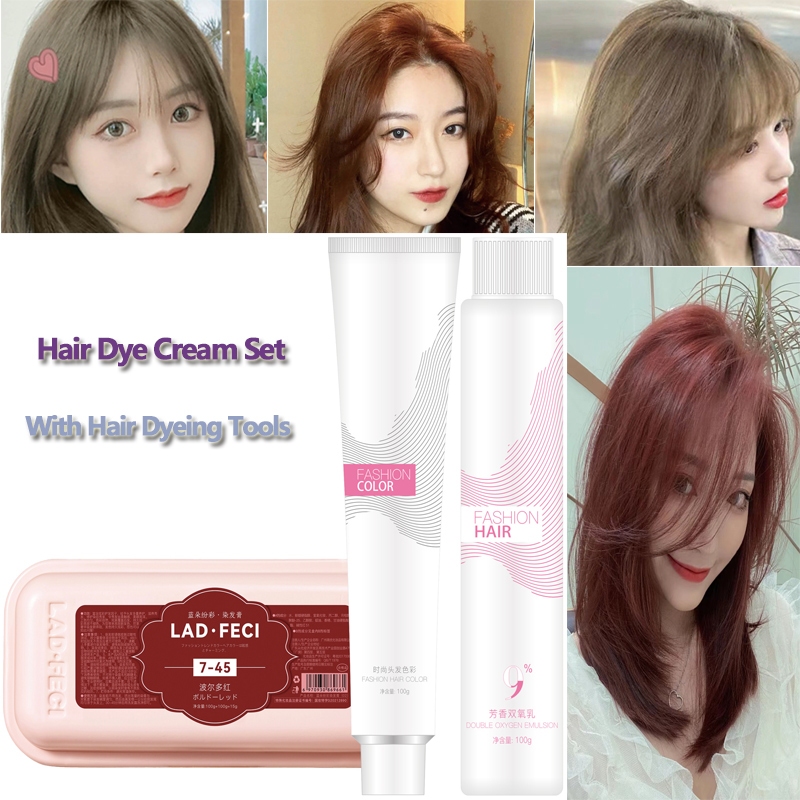 LADFECI Professional Hair Dye Cream Grey Brown Permanent Hair Dye Wax ...