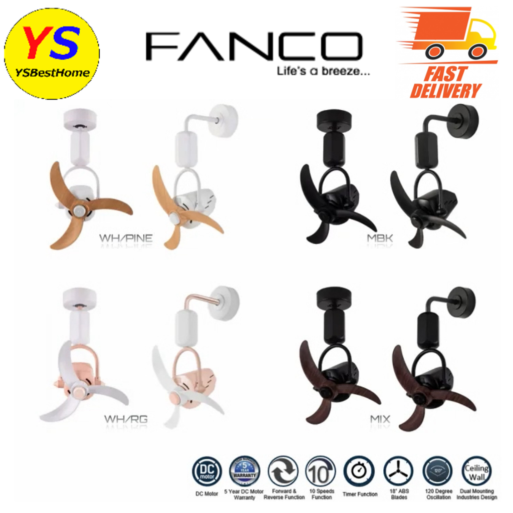 FANCO BOUVARDIA FA24 18" DC Motor 5 Speed Dual Mount Ceiling/Wall ...