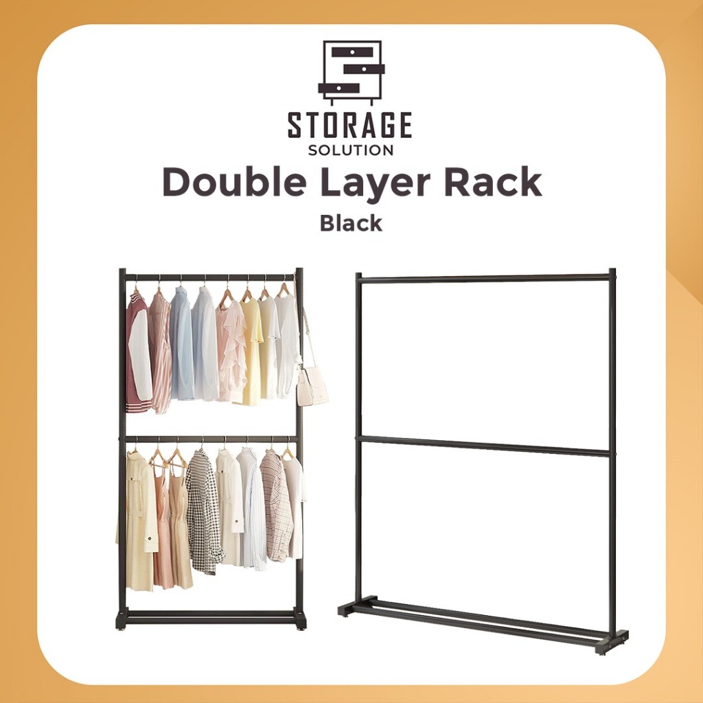 [𝐒𝐭𝐨𝐫𝐚𝐠𝐞.𝐒] Double Layer Rack Single Pole Strong Steel Laundry Rack ...