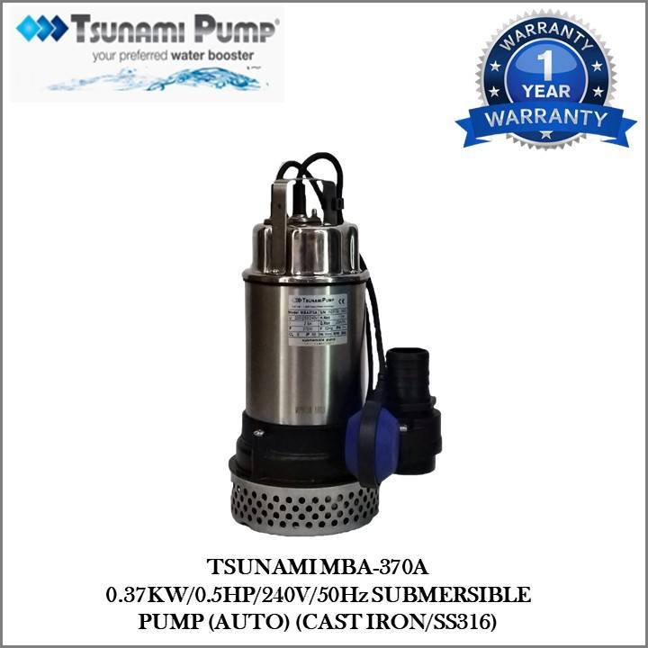 Tsunami MBA370A Sewage Automatic Submersible Water Pump 0.37KW (0.5HP ...