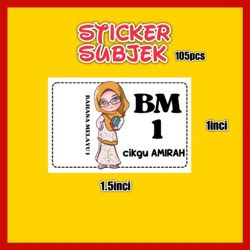 Mysuri 105pcs Sticker Label Subjek untuk CIKGU | sticker Matapelajaran ...
