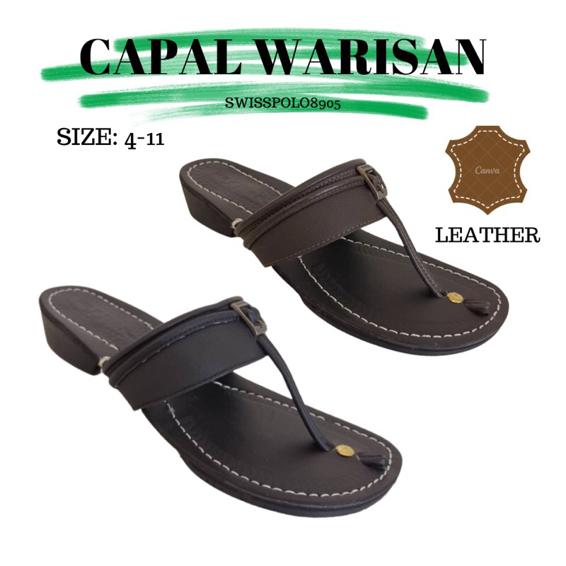 (Buatan Malaysia)Handmade Leather Men Capal Warisan/ Capal Kulit ...