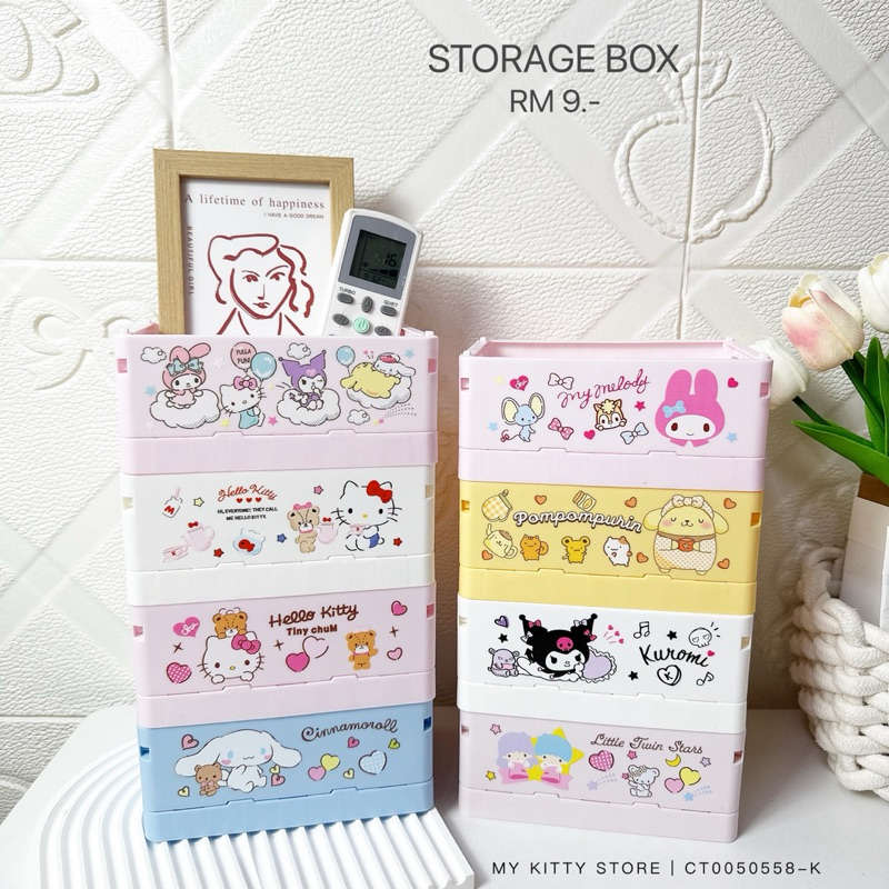 Hello Kitty My Melody Mini Storage Box Kuromi Pompompurin Cinnamoroll ...
