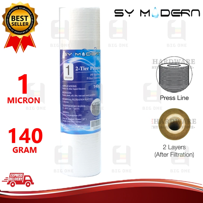 (1 MICRON) SY MODERN 2-TIER 10" PP WATER FILTER CARTRIDGE REFILL ...