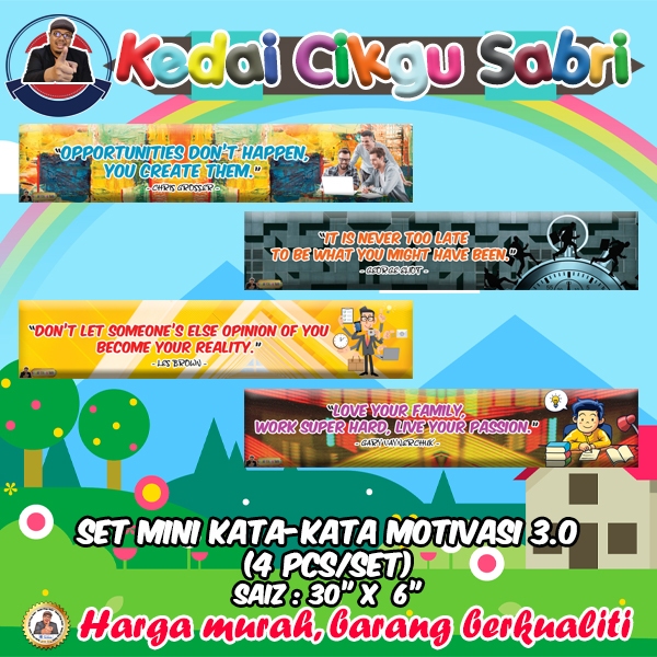 SET BANNER MINI MOTIVASI DIRI 3.0 (4 PCS/SET) (AMARAN : INI BANNER SAIZ ...