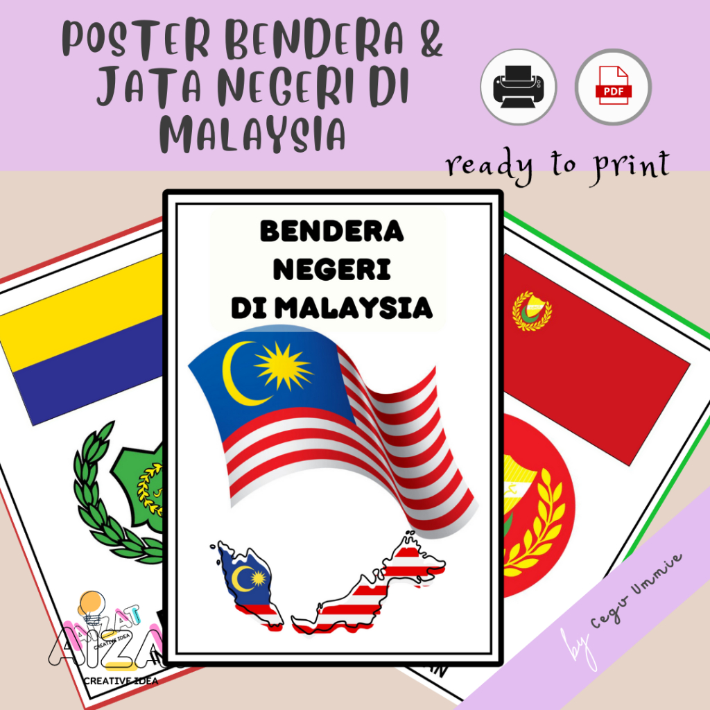 PDF [softcopy] Poster Bendera dan Jata Negeri States of Malaysia Flags ...