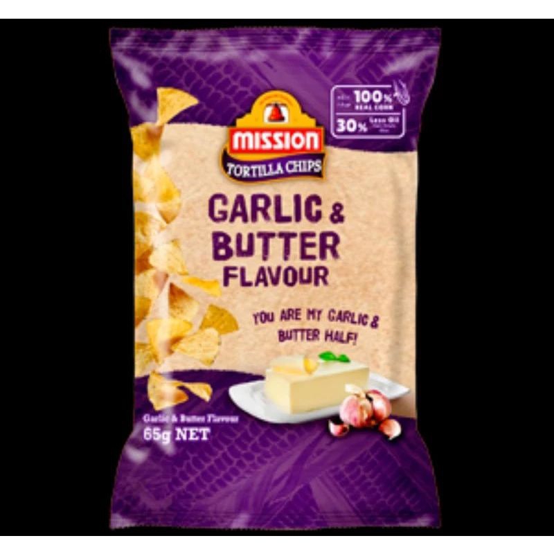 Mission Tortilla Chips Garlic & Butter flavour 65g (EXP: 24/9/2024 ...